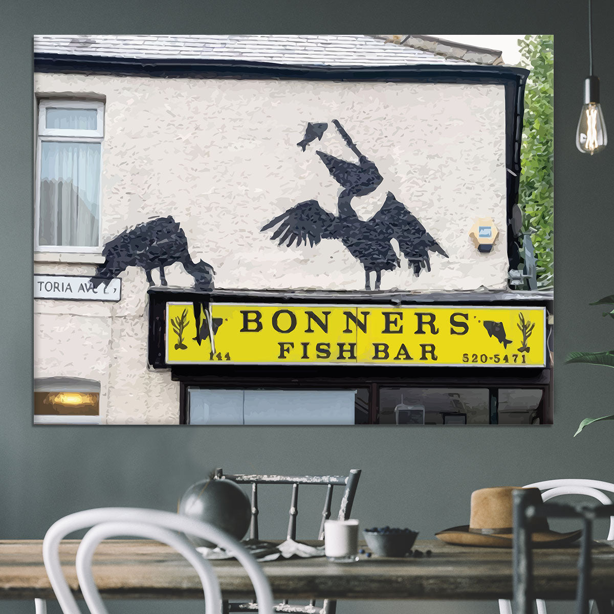 Banksy Bonners Fish Bar Canvas Print or Poster | Canvas Art Rocks