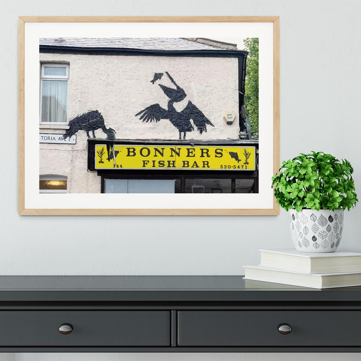 Banksy Bonners Fish Bar Framed Print | Canvas Art Rocks