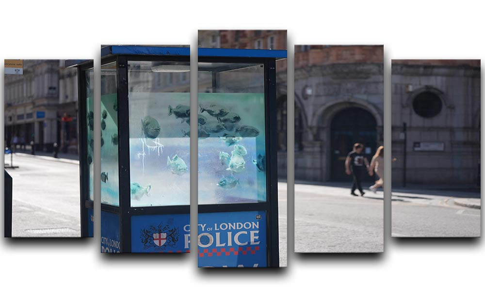 Banksy Fish Police Box 5 Split Panel Canvas | Canvas Art Rocks