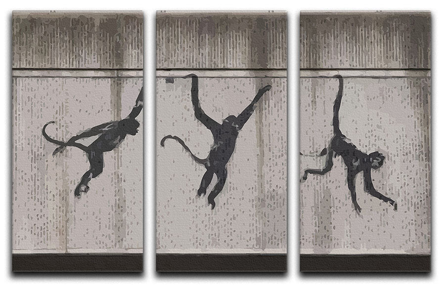 Banksy Monkeys Across Tube 3 Split Panel Canvas Print | Canvas Art Rocks