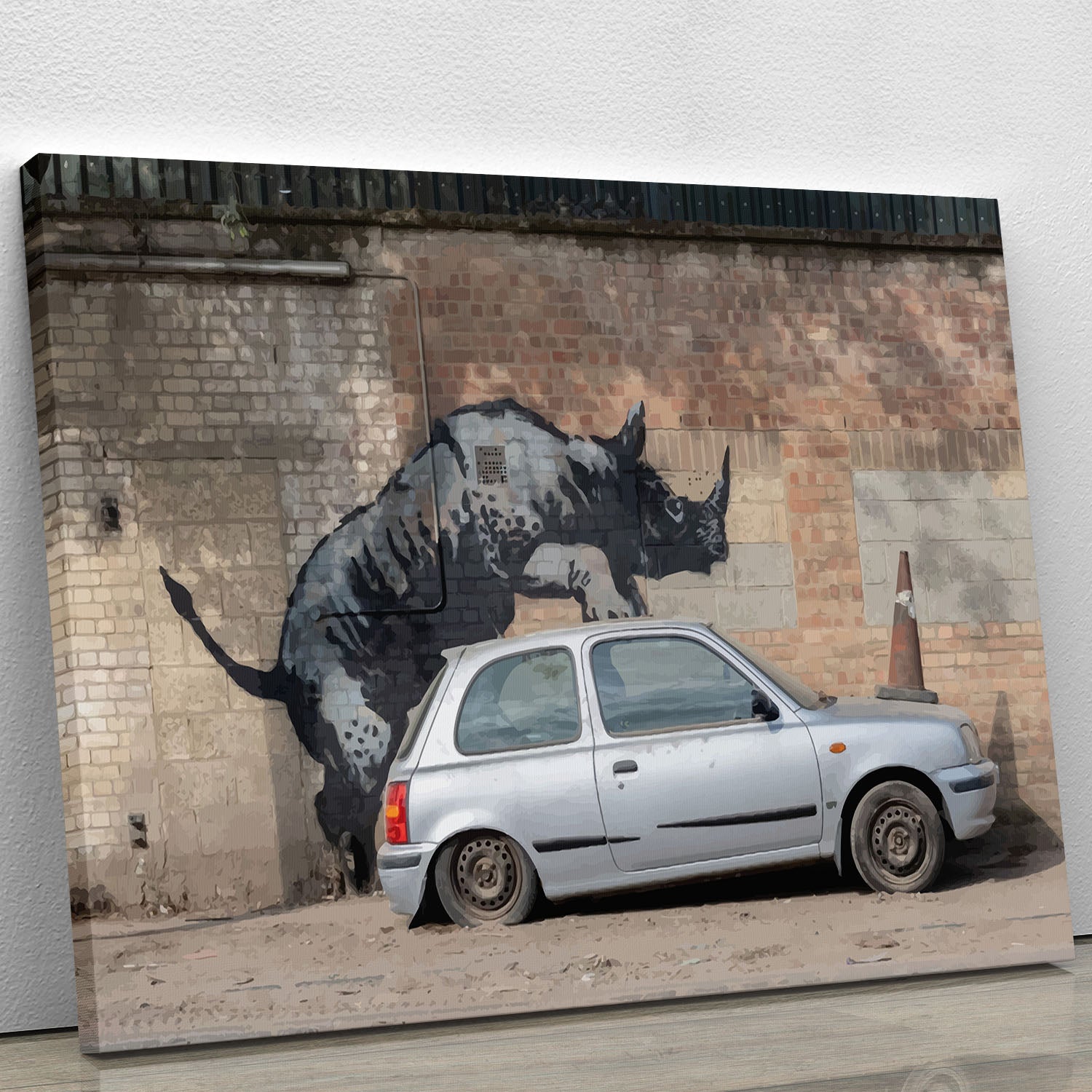 Banksy Rhino In Charlton Canvas Print or Poster | Canvas Art Rocks