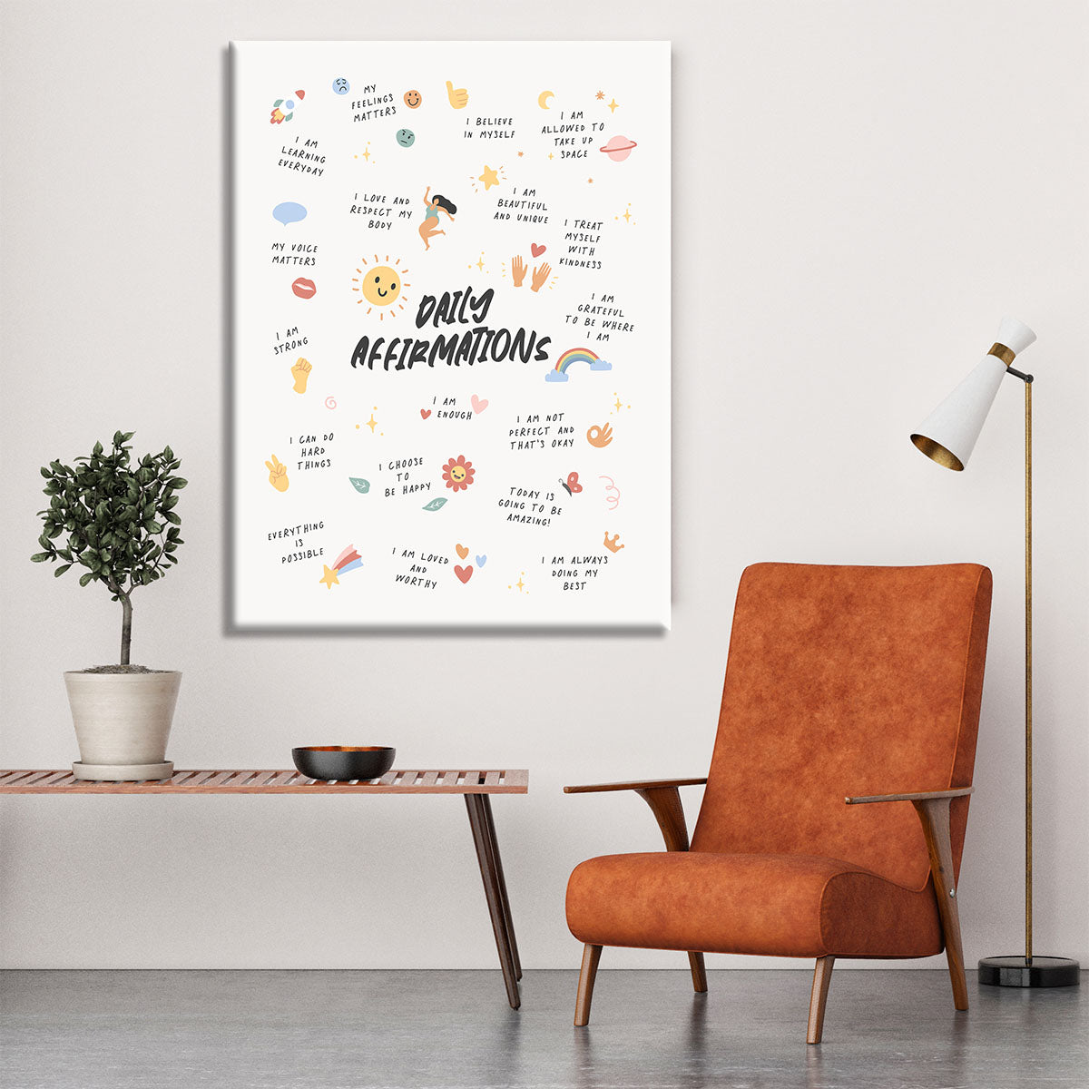 Daily Affirmations Emoji Canvas Print Or Poster Canvas Art Rocks