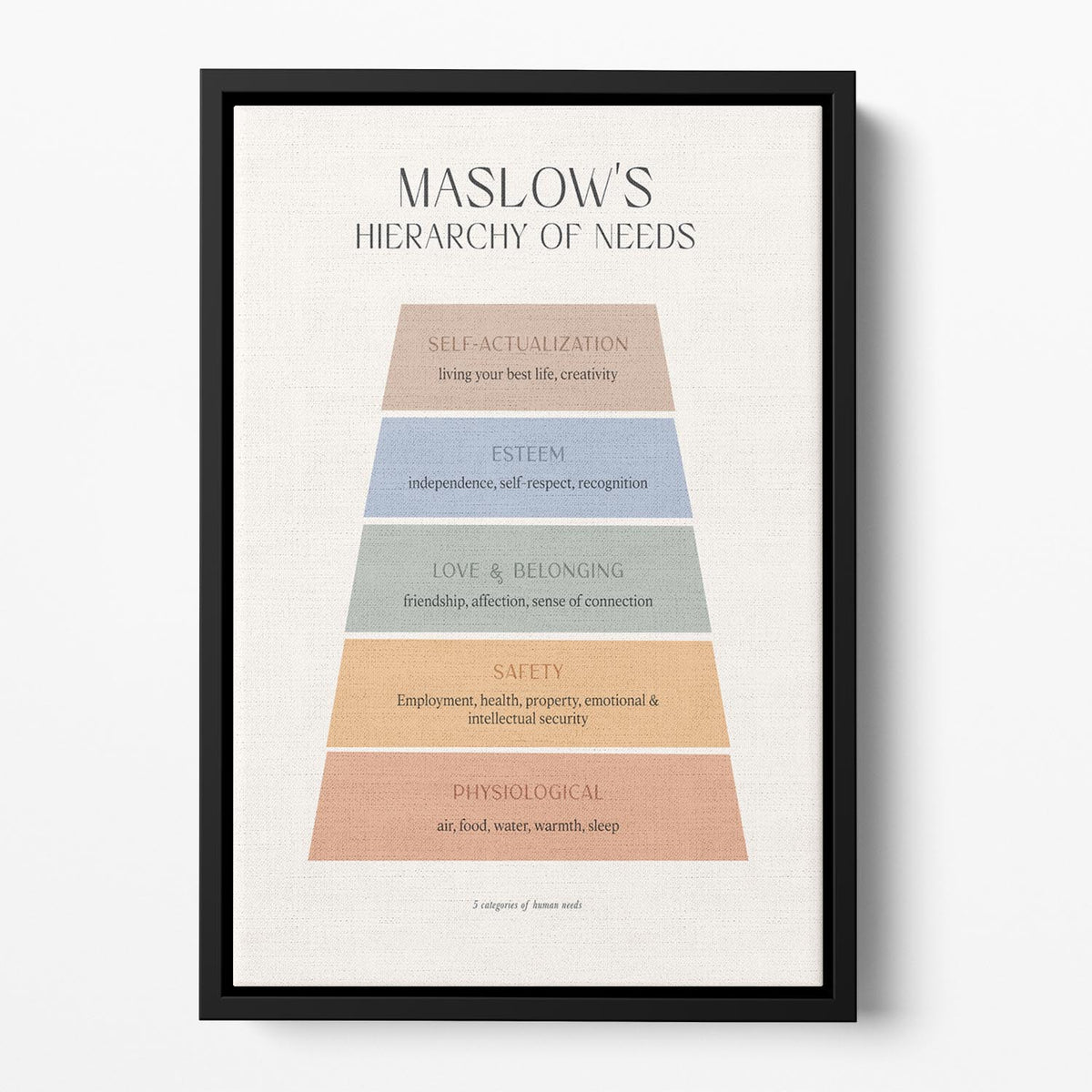 Maslows Hierarchy Of Needs Floating Framed Canvas | Canvas Art Rocks