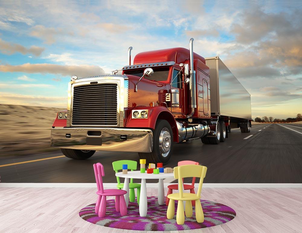18 Wheel Red Truck Wall Mural Wallpaper | Canvas Art Rocks