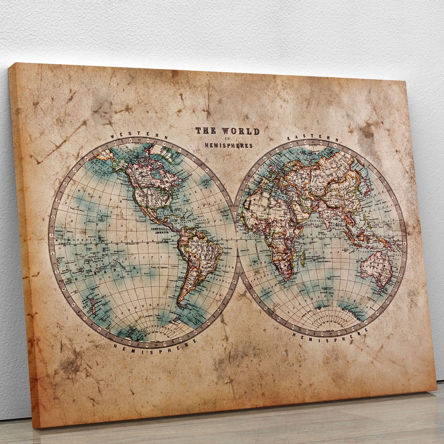 A genuine old stained World map Canvas Print or Poster | Canvas Art Rocks