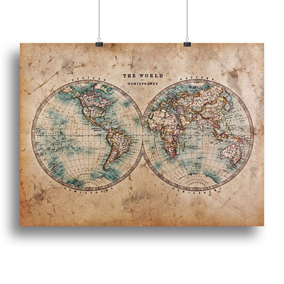 A genuine old stained World map Canvas Print or Poster | Canvas Art Rocks