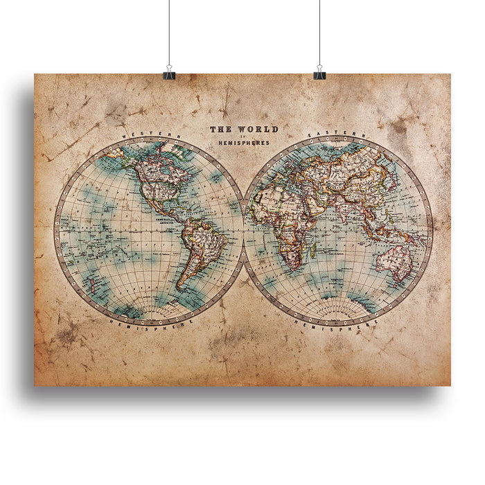 A genuine old stained World map Canvas Print or Poster | Canvas Art Rocks