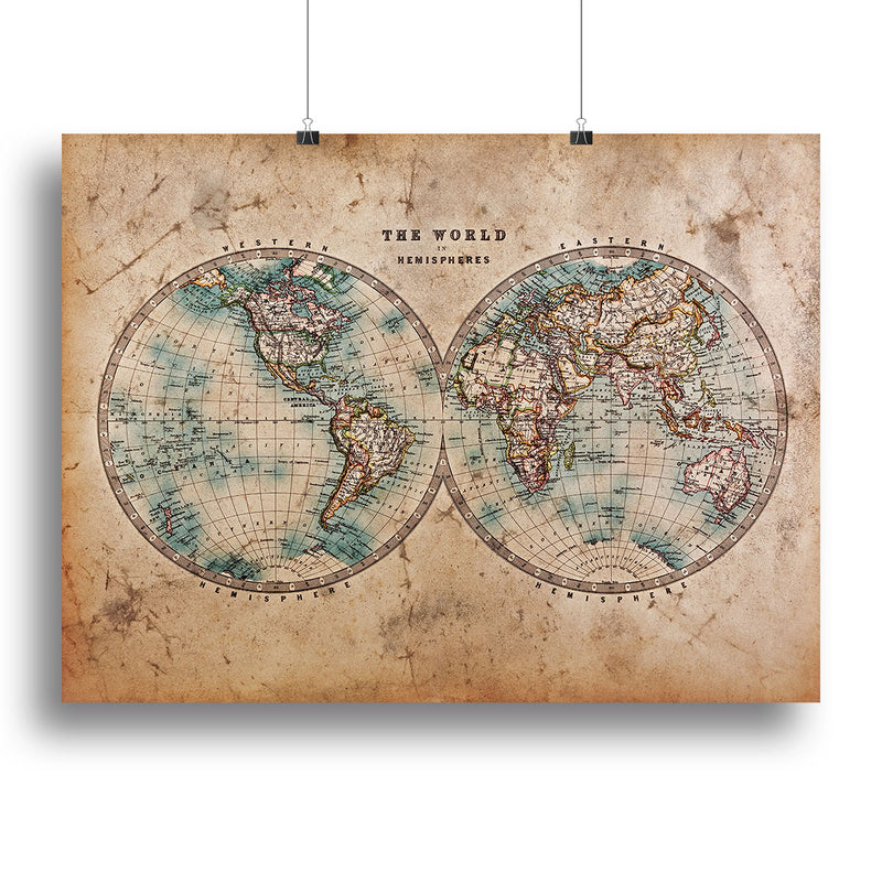 A genuine old stained World map Canvas Print or Poster | Canvas Art Rocks