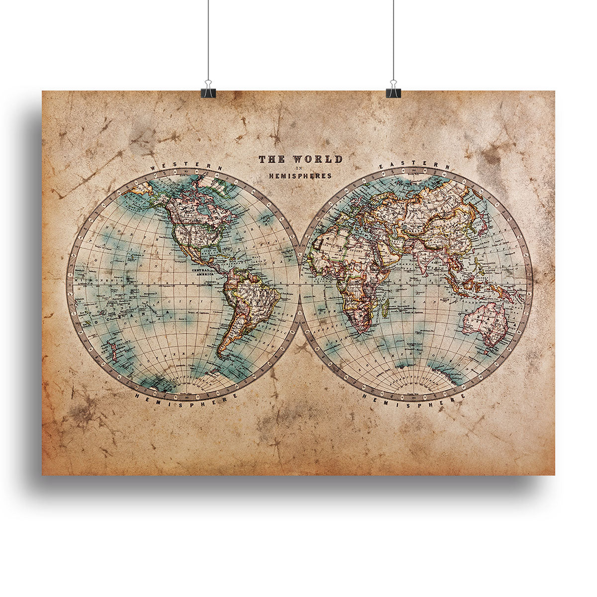 A genuine old stained World map Canvas Print or Poster | Canvas Art Rocks