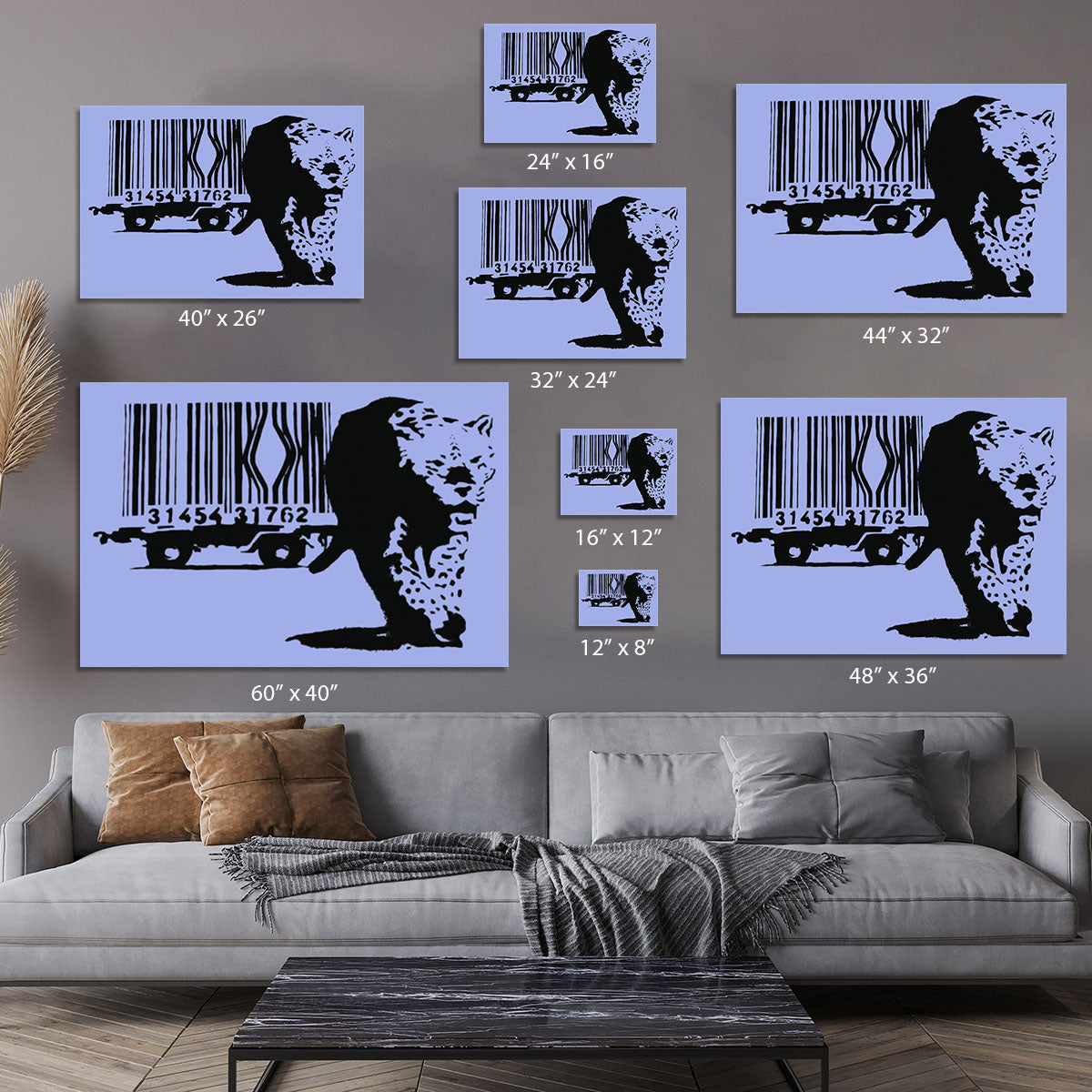 Banksy Barcode Leopard Blue Canvas Print or Poster | Canvas Art Rocks