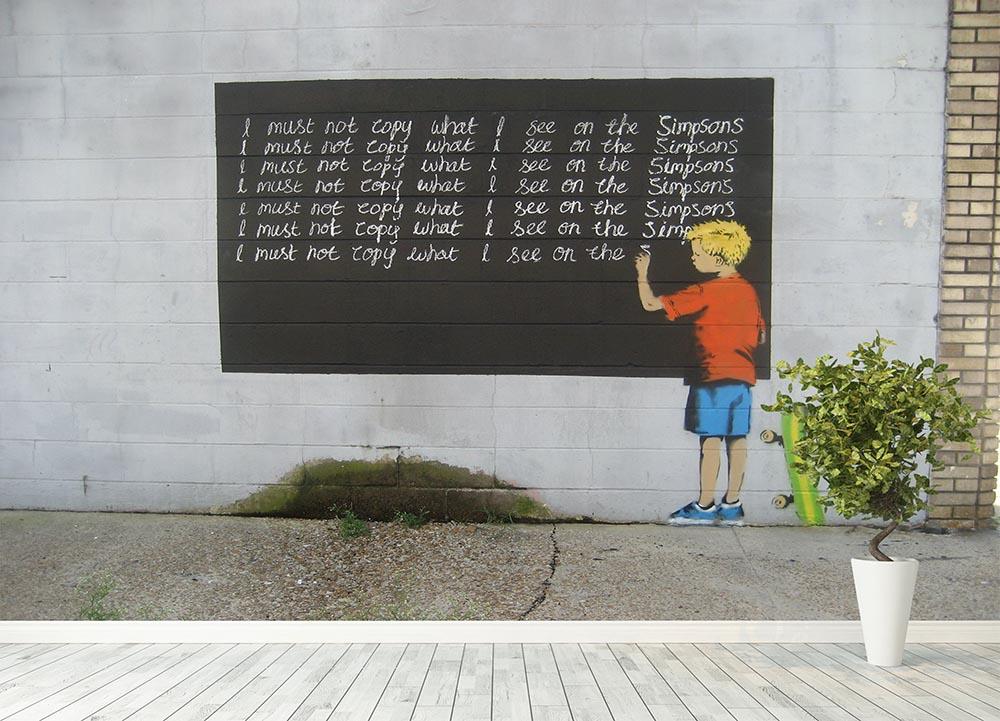 Banksy Bart Simpson Wall Mural Wallpaper Canvas Art Rocks