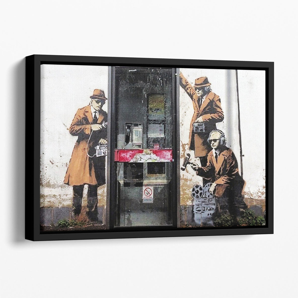 Banksy Cheltenham Telephone Box Spies Floating Framed Canvas | Canvas ...