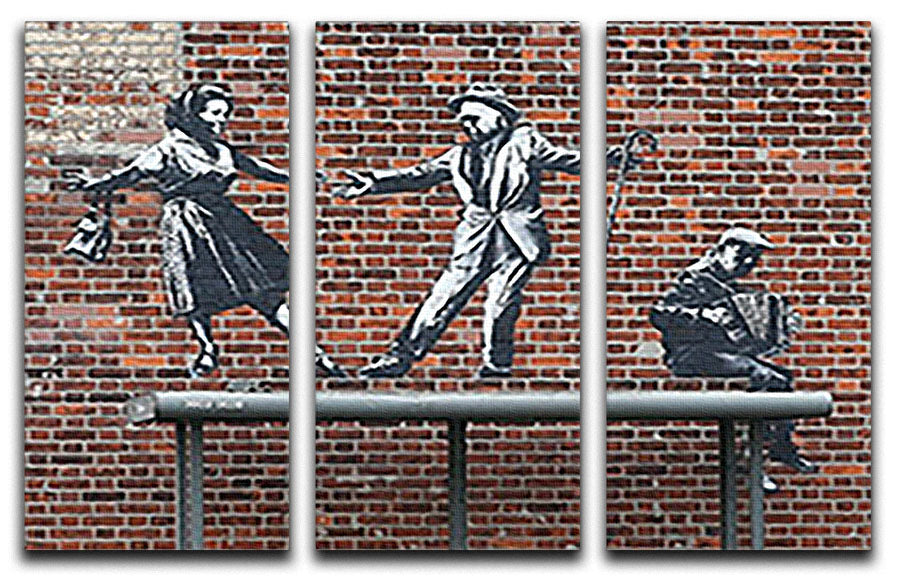 Banksy Couple Dancing 3 Split Panel Canvas Print | Canvas Art Rocks