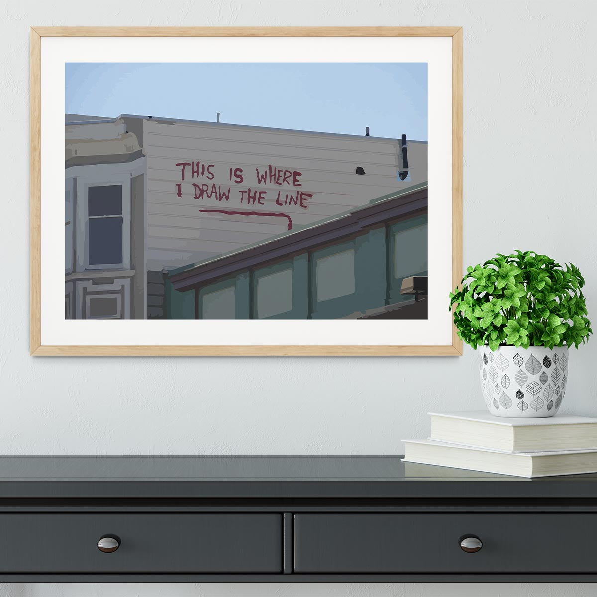 Banksy Draw The Line Framed Print | Canvas Art Rocks