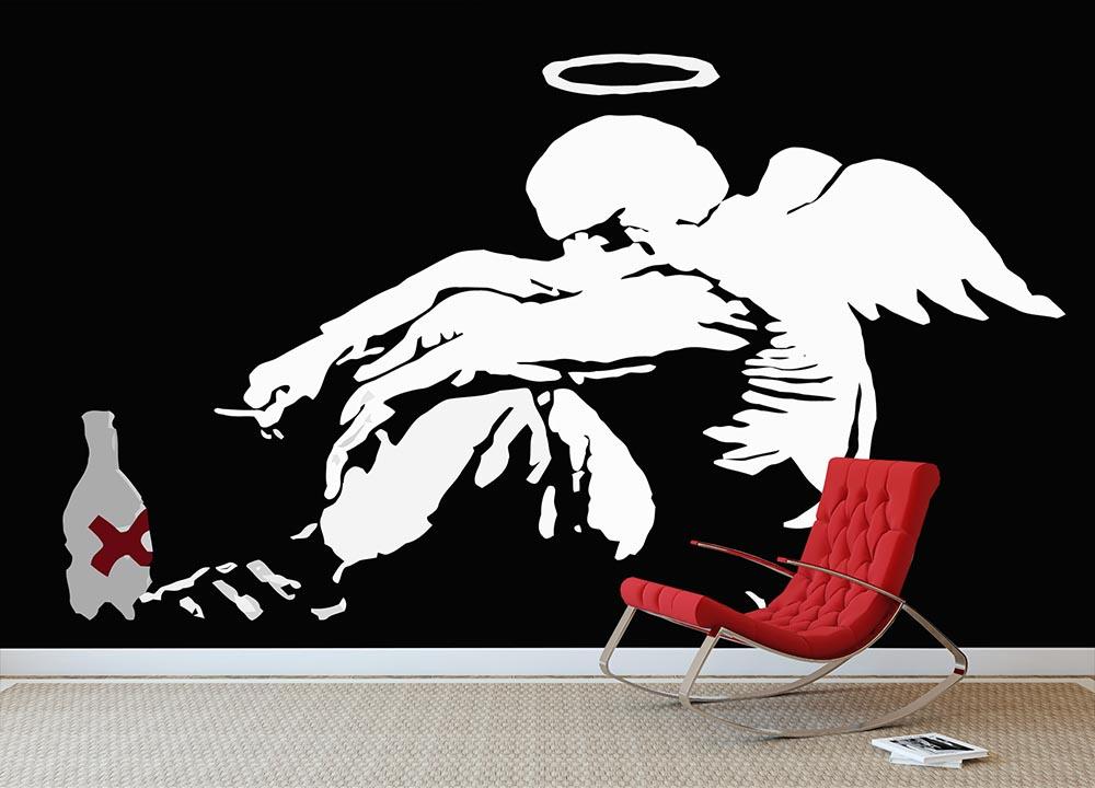 Banksy Fallen Angel Wall Mural Wallpaper | Canvas Art Rocks