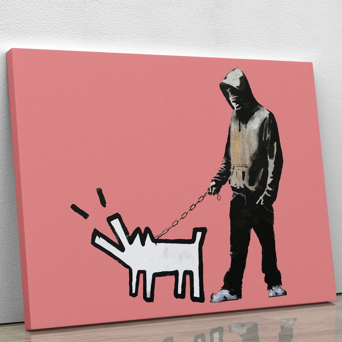 Banksy Keith Haring Dog Red Canvas Print or Poster | Canvas Art Rocks