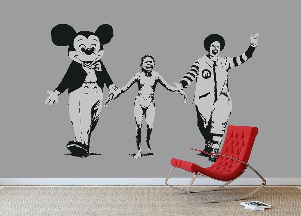 Banksy Mickey And Ronald Wall Mural Wallpaper | Canvas Art Rocks