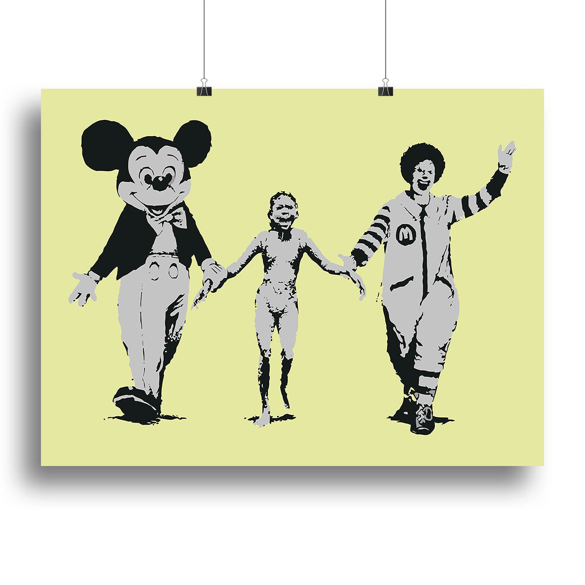 Banksy Mickey and Ronald Yellow Canvas Print or Poster | Canvas Art Rocks