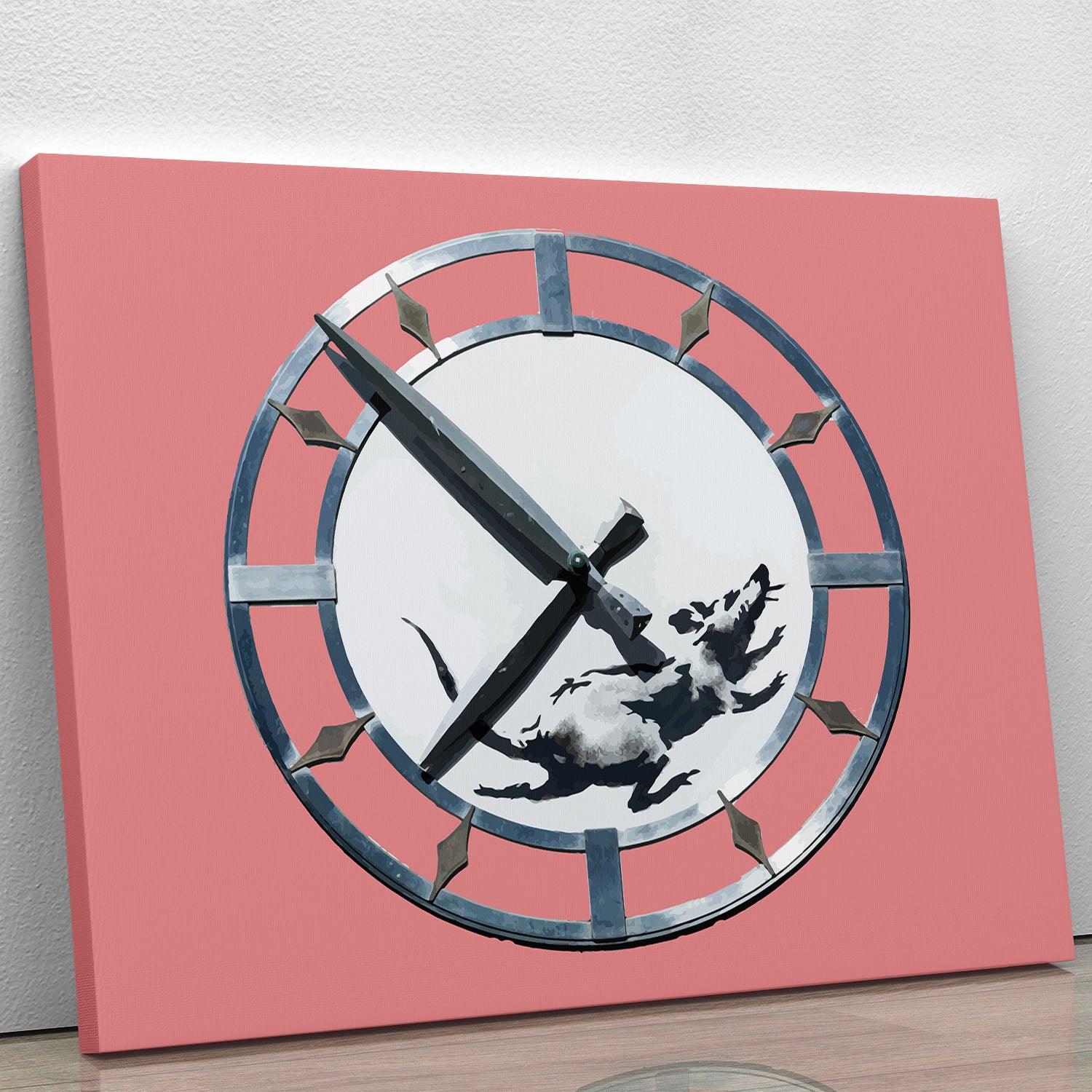 Banksy New York Clock Rat Red Canvas Print or Poster | Canvas Art Rocks