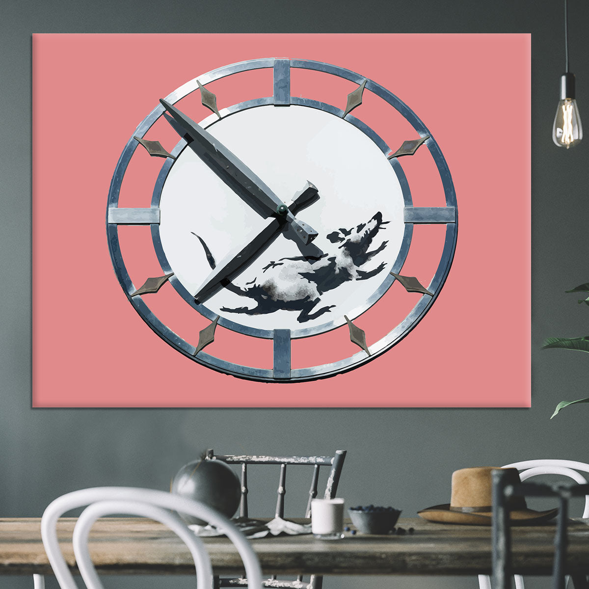 Banksy New York Clock Rat Red Canvas Print or Poster | Canvas Art Rocks