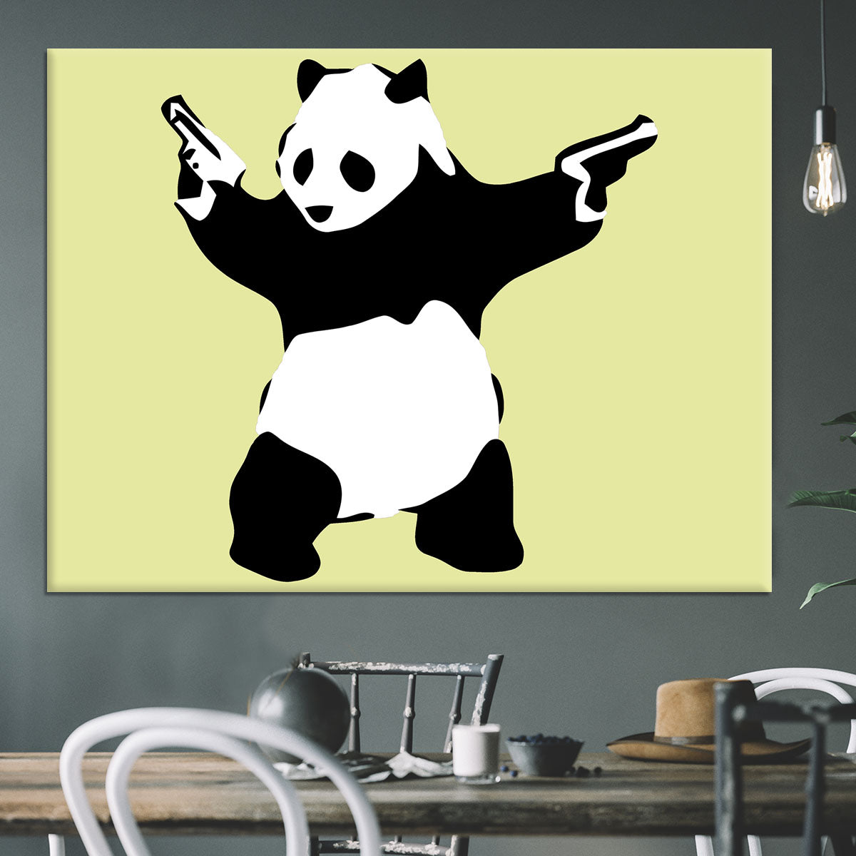 Banksy Panda Yellow Canvas Print or Poster | Canvas Art Rocks