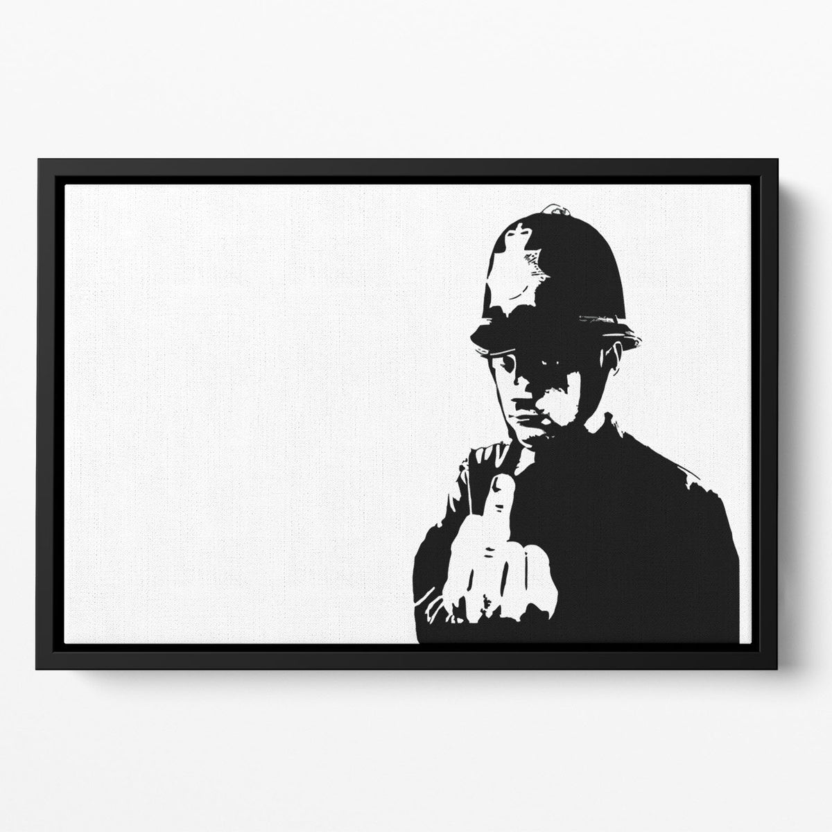 Banksy Rude Policeman Floating Framed Canvas | Canvas Art Rocks