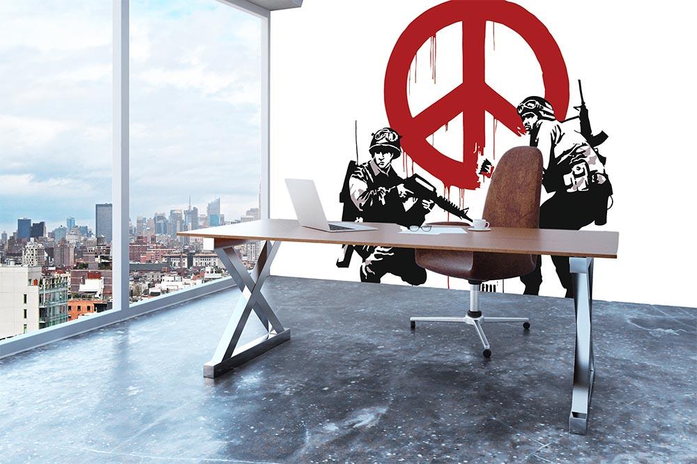 Banksy Soldiers Painting CND Sign Wall Mural Wallpaper | Canvas Art Rocks