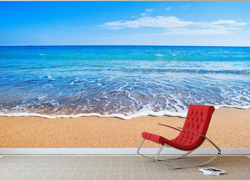 Beach Waves Wall Mural Wallpaper | Canvas Art Rocks