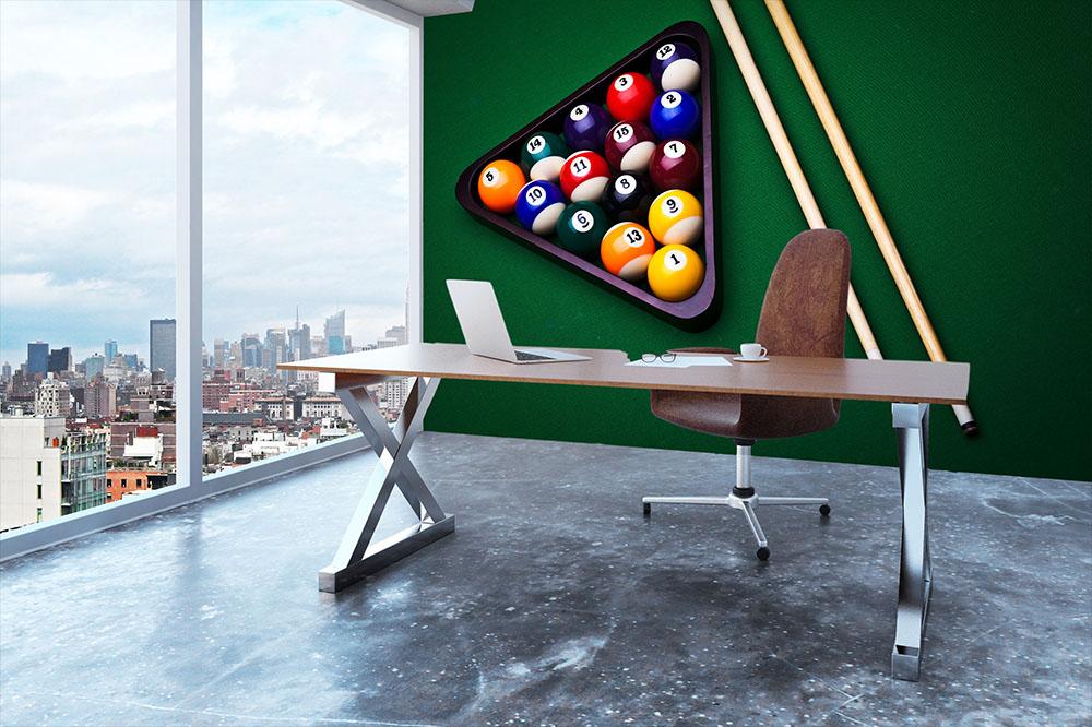 Billiard balls on green Wall Mural Wallpaper | Canvas Art Rocks