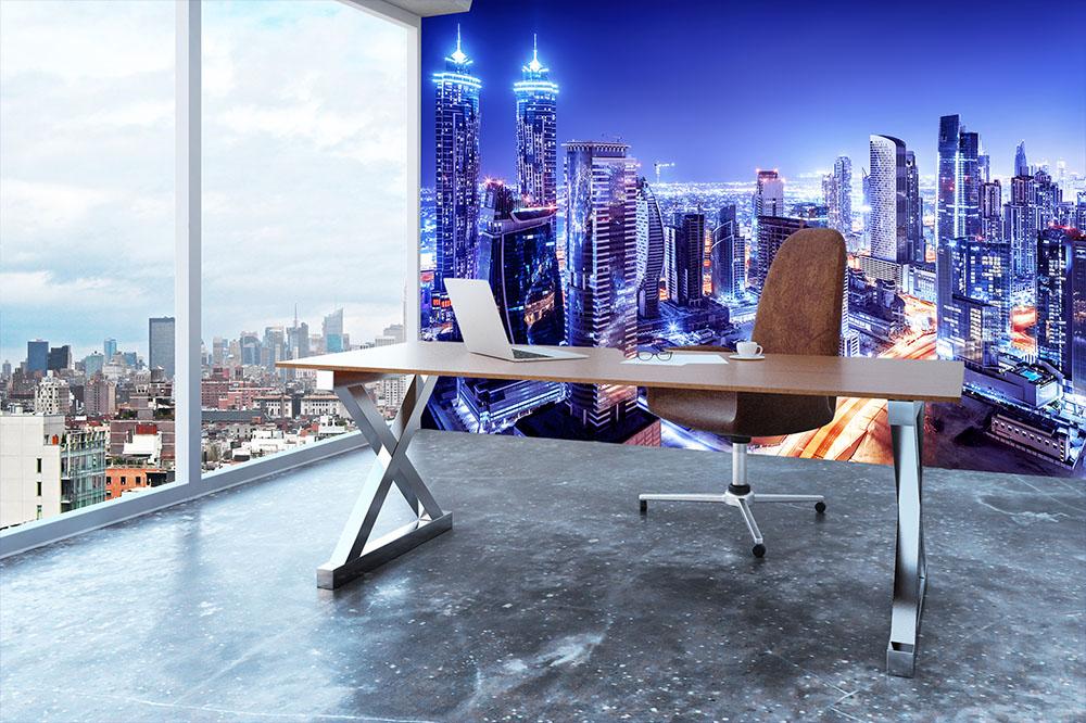 Dubai downtown night scene UAE Wall Mural Wallpaper | Canvas Art Rocks