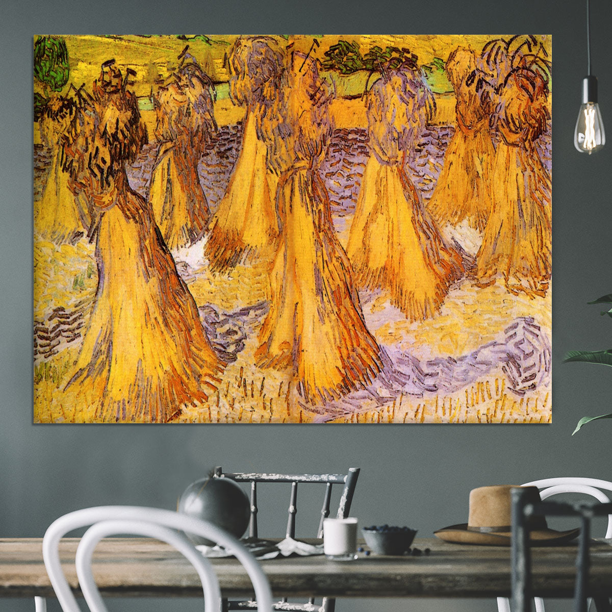 Field with Stacks of Wheat by Van Gogh Canvas Print or Poster | Canvas ...