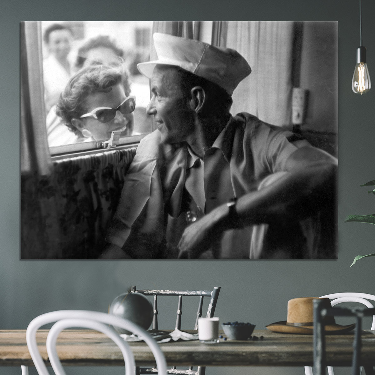 Frank Sinatra with a fan Canvas Print or Poster | Canvas Art Rocks