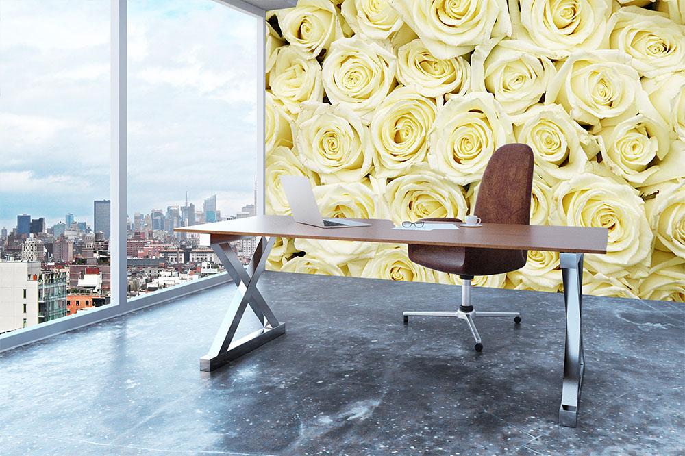 Huge bouquet of white roses Wall Mural Wallpaper | Canvas Art Rocks