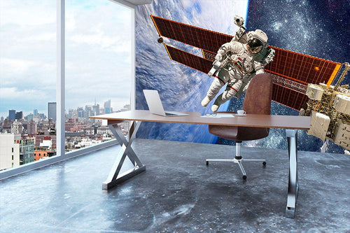International Space Station and astronaut Wall Mural Wallpaper | Canvas ...