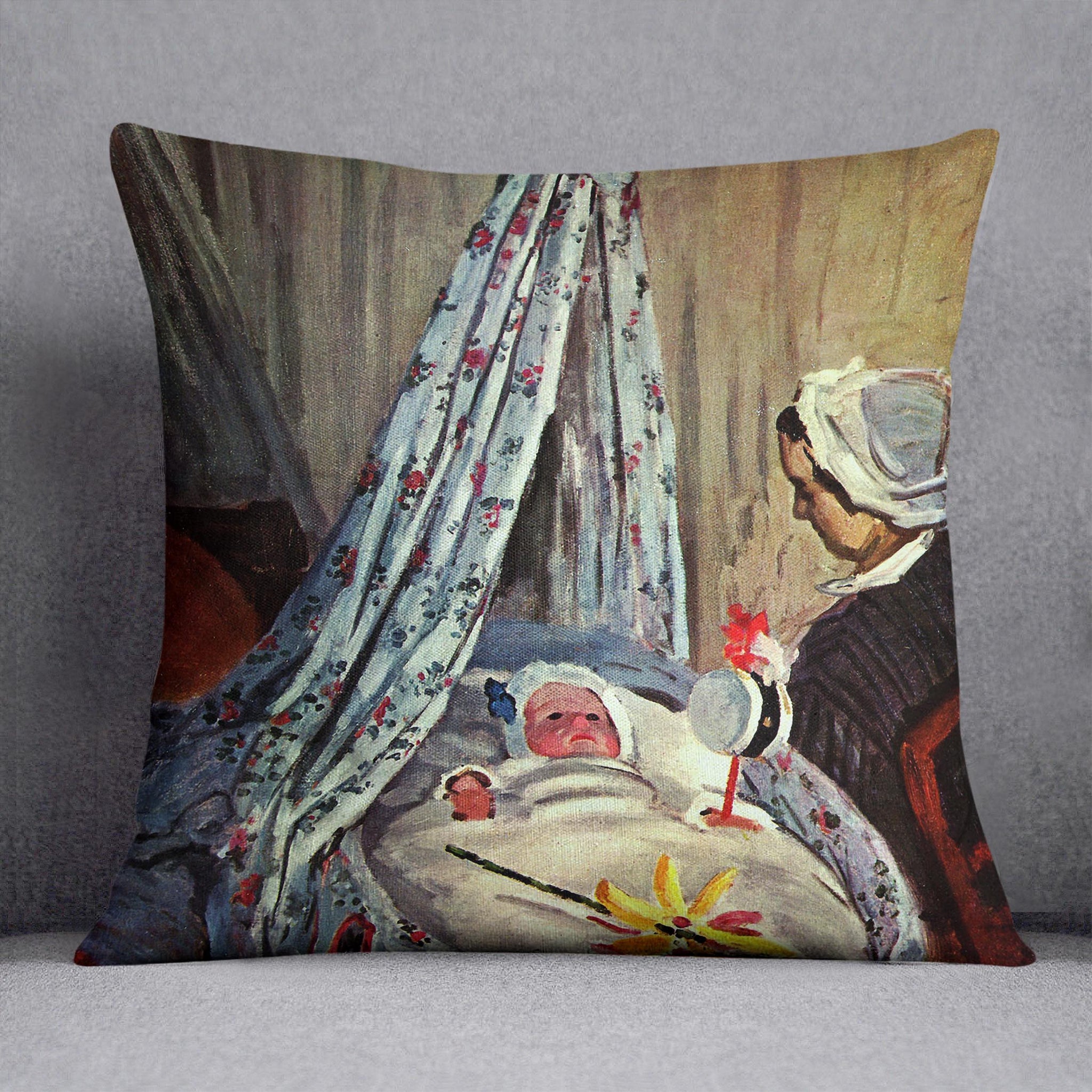 Jean Monet in the cradle by Monet Cushion | Canvas Art Rocks