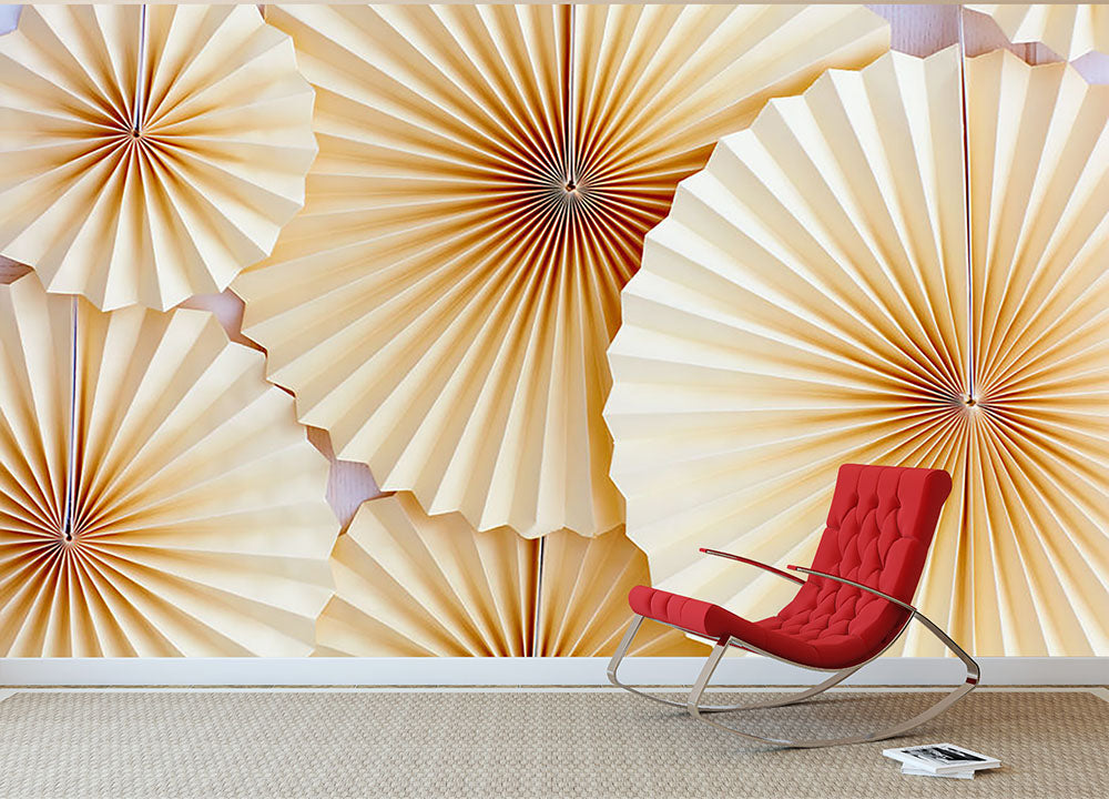Paper Fans Wall Mural Wallpaper | Canvas Art Rocks