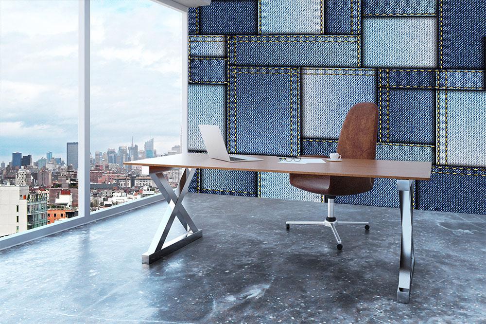 Patchwork of denim fabric Wall Mural Wallpaper | Canvas Art Rocks