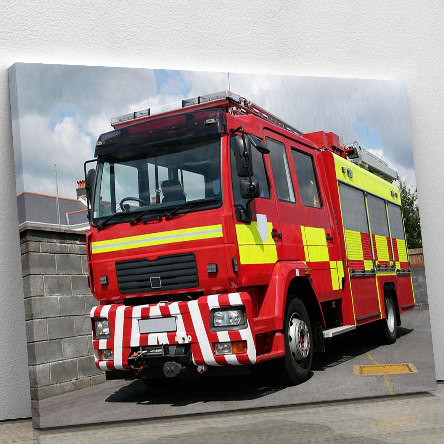Red British fire engine Canvas Print or Poster | Canvas Art Rocks