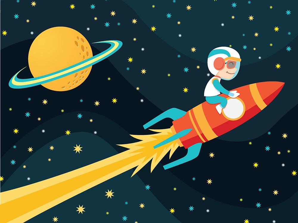 Rocket Boy Wall Mural Wallpaper | Canvas Art Rocks