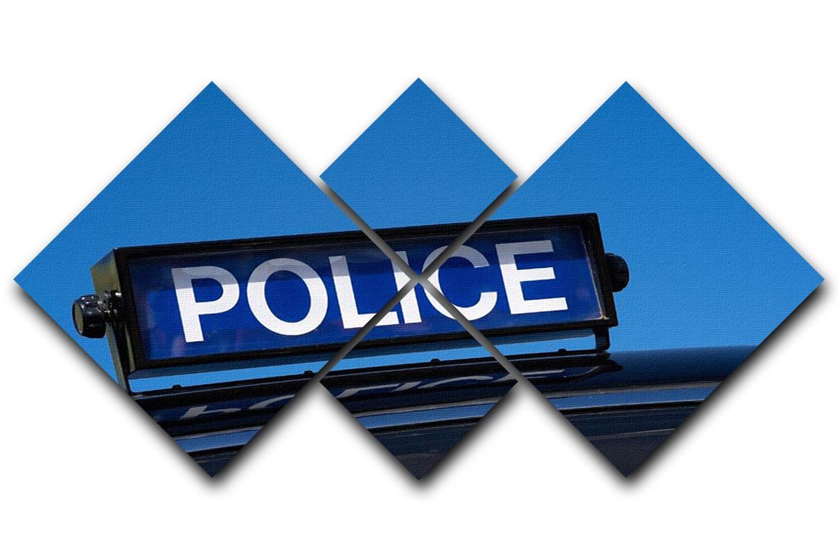 Rooftop sign on a vintage british police car 4 Square Multi Panel ...