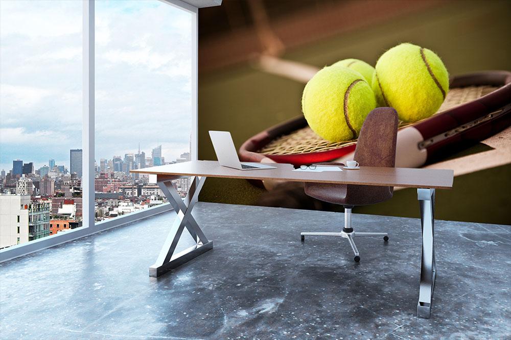 Shot of a tennis racket and tennis balls Wall Mural Wallpaper | Canvas ...