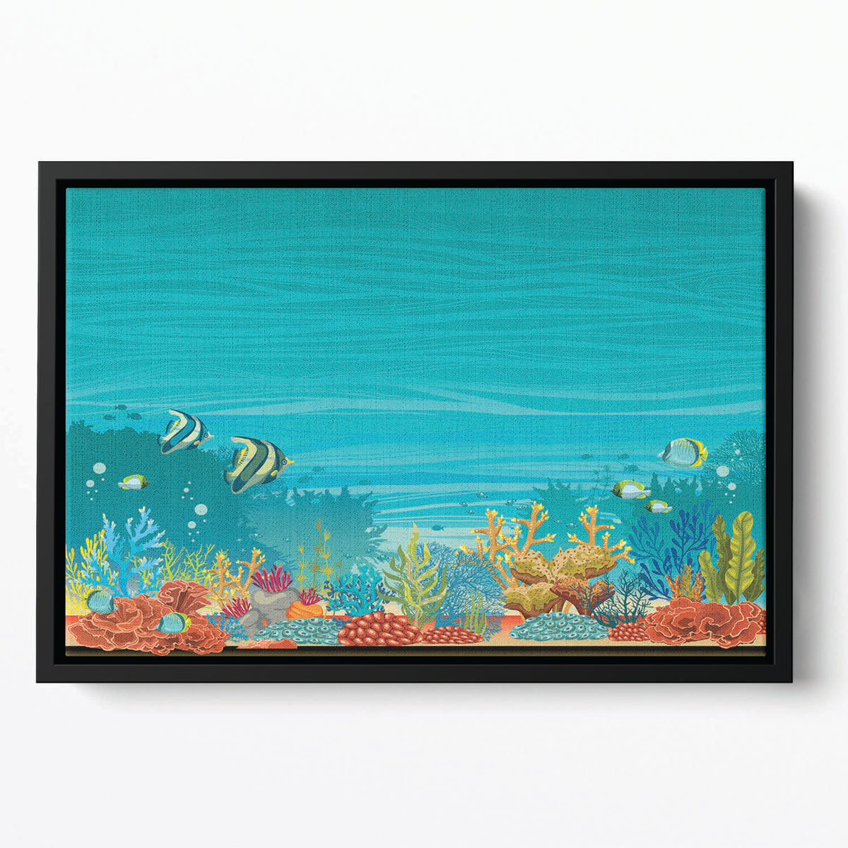 Underwater seascape Floating Framed Canvas | Canvas Art Rocks