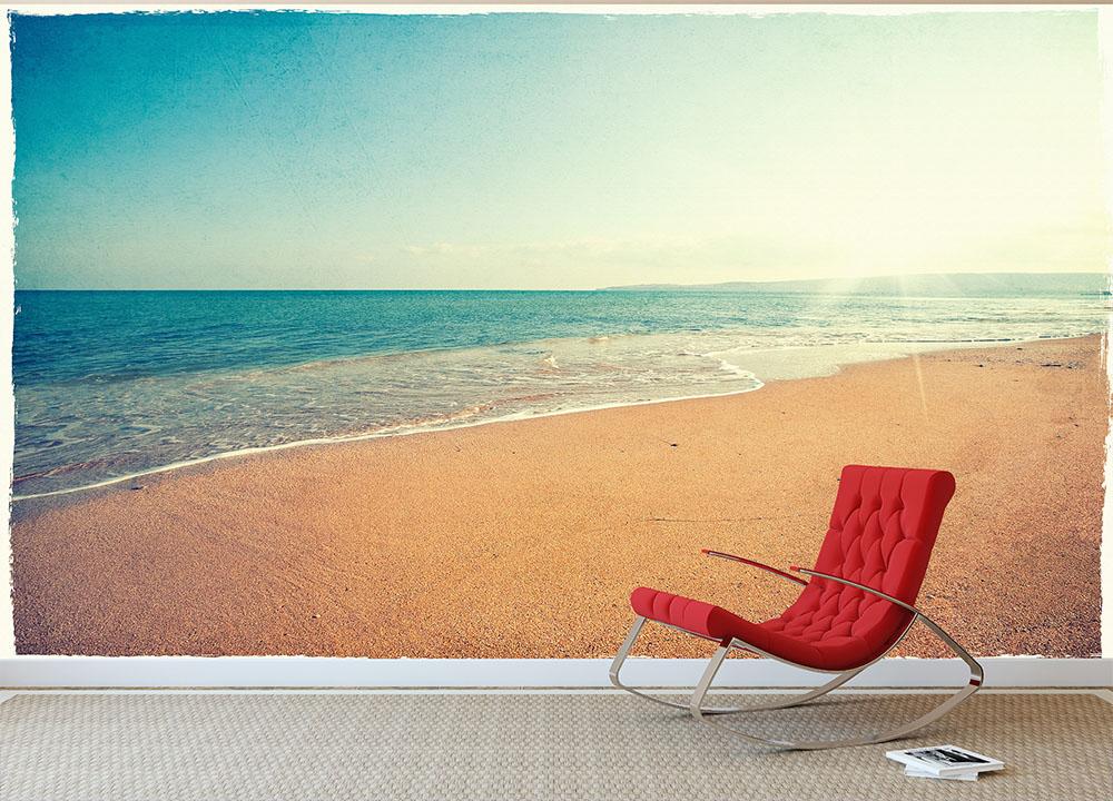 Vintage beach background Wall Mural Wallpaper | Canvas Art Rocks