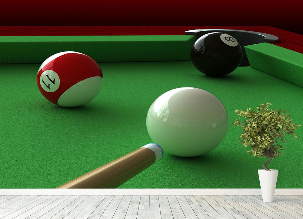 billiard balls and table Wall Mural Wallpaper | Canvas Art Rocks
