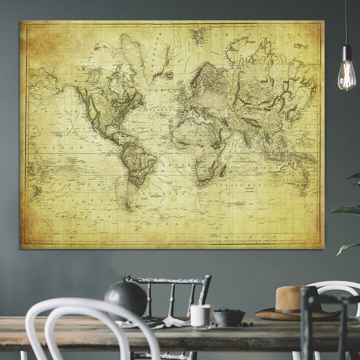 vintage map of the world 1831 Canvas Print or Poster | Canvas Art Rocks