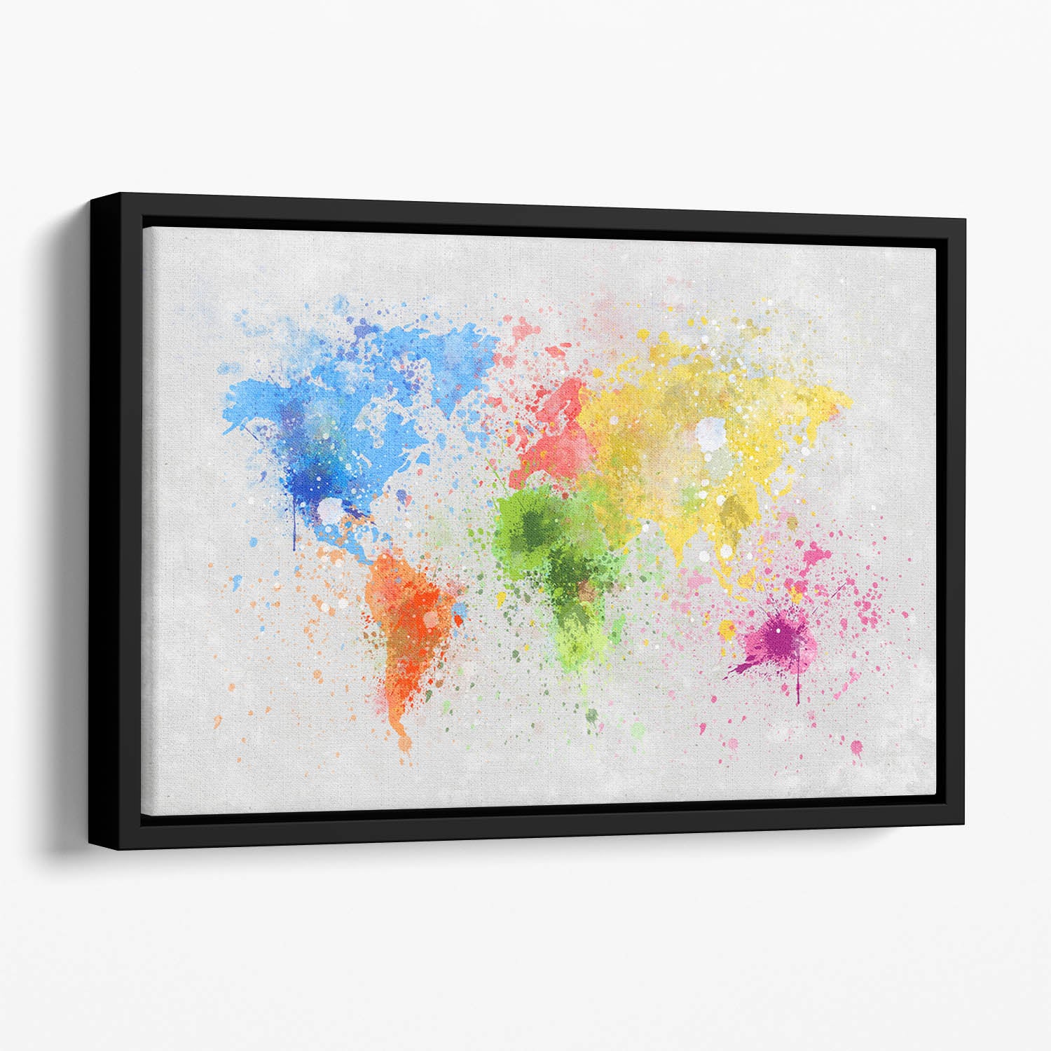 world map painting Floating Framed Canvas | Canvas Art Rocks